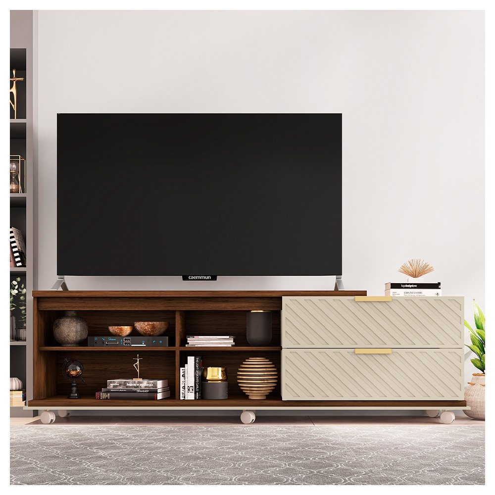 Rack Bancada para TV 55 Polegadas Harmony Havana Off White | MadeiraMadeira