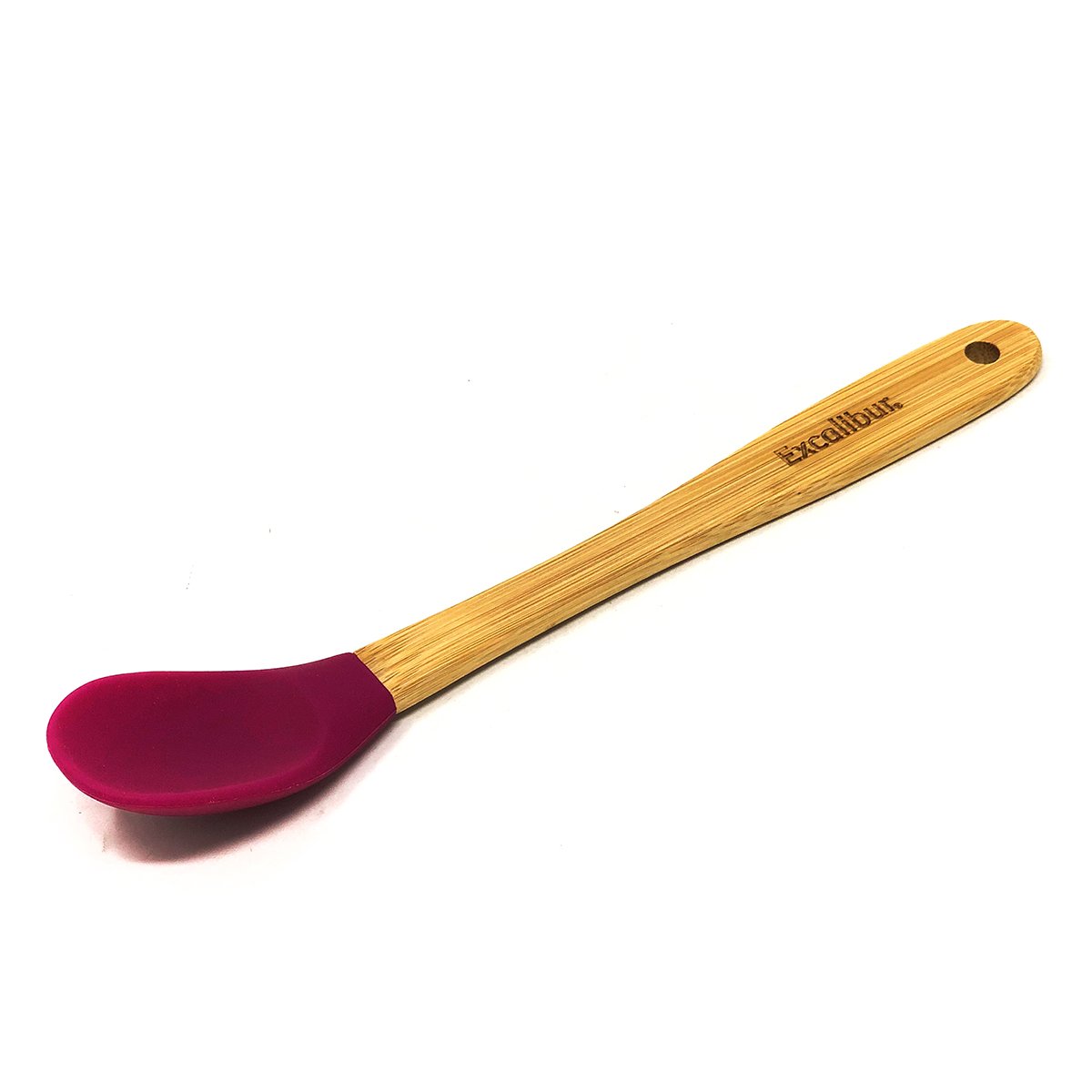 Colher de Servir Utensílio Cozinha Silicone e Madeira 22cm Cor:roxo ...