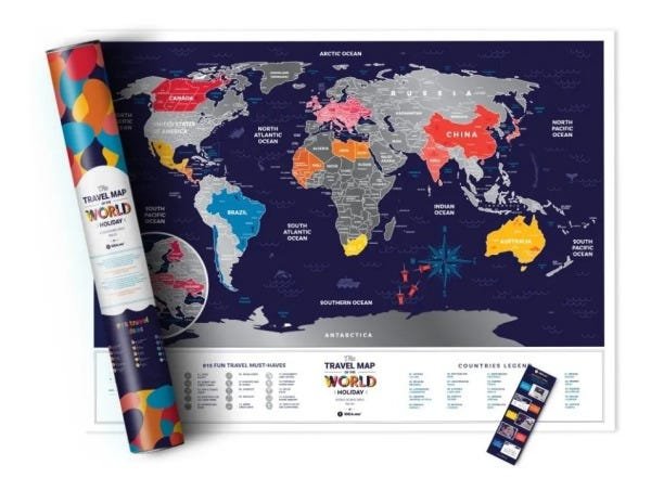 Mapa de Raspadinha Silver - Mapa de Raspar Viagens - 80x60 | MadeiraMadeira