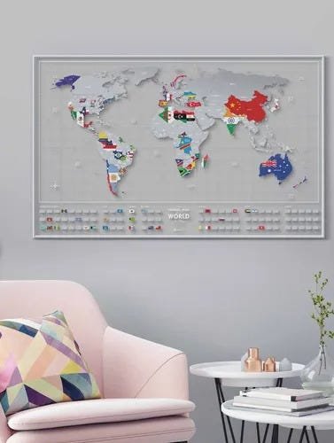 Mapa de Raspadinha Transparente - Mapa de Raspar Viagens com Bandeiras ...