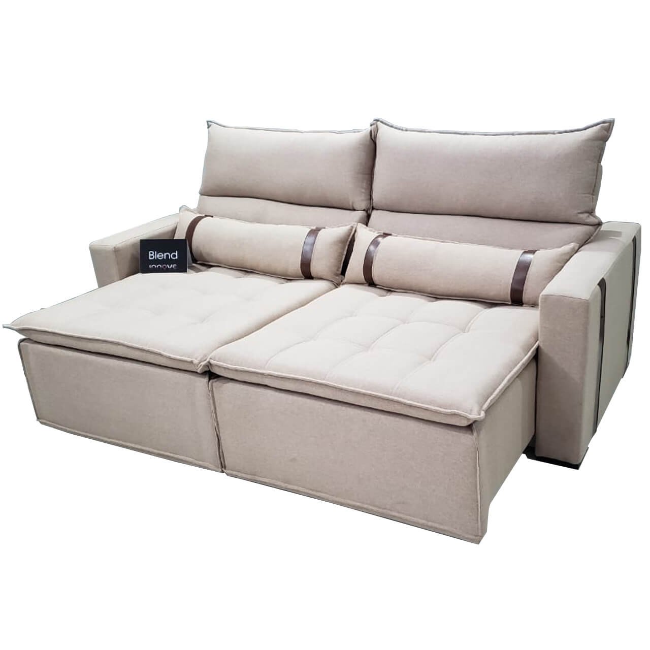 Sofá 4 Lugares Retrátil e Reclinável Blend 210cm Tecido Linho Innove ...