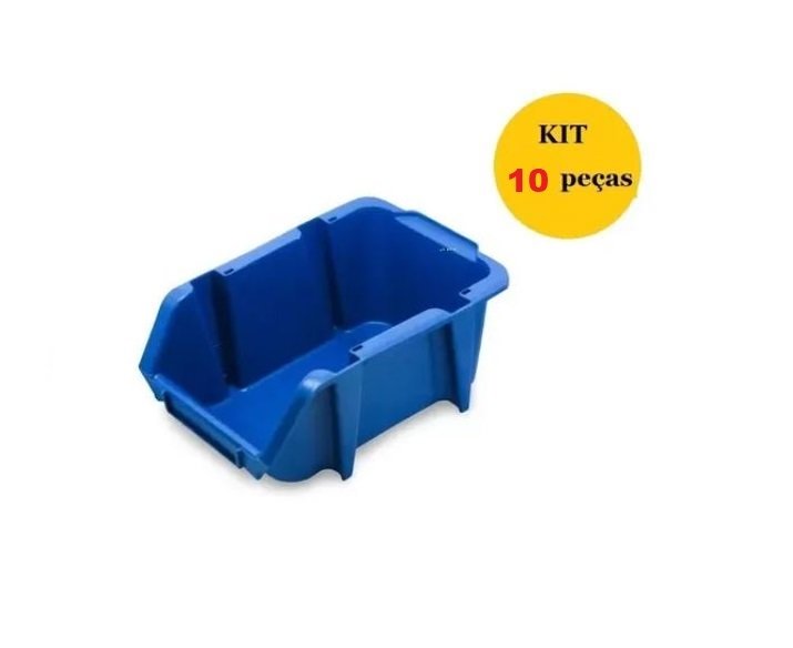10 Caixas Bin Organizadora Plástica Nº5 Azul | MadeiraMadeira
