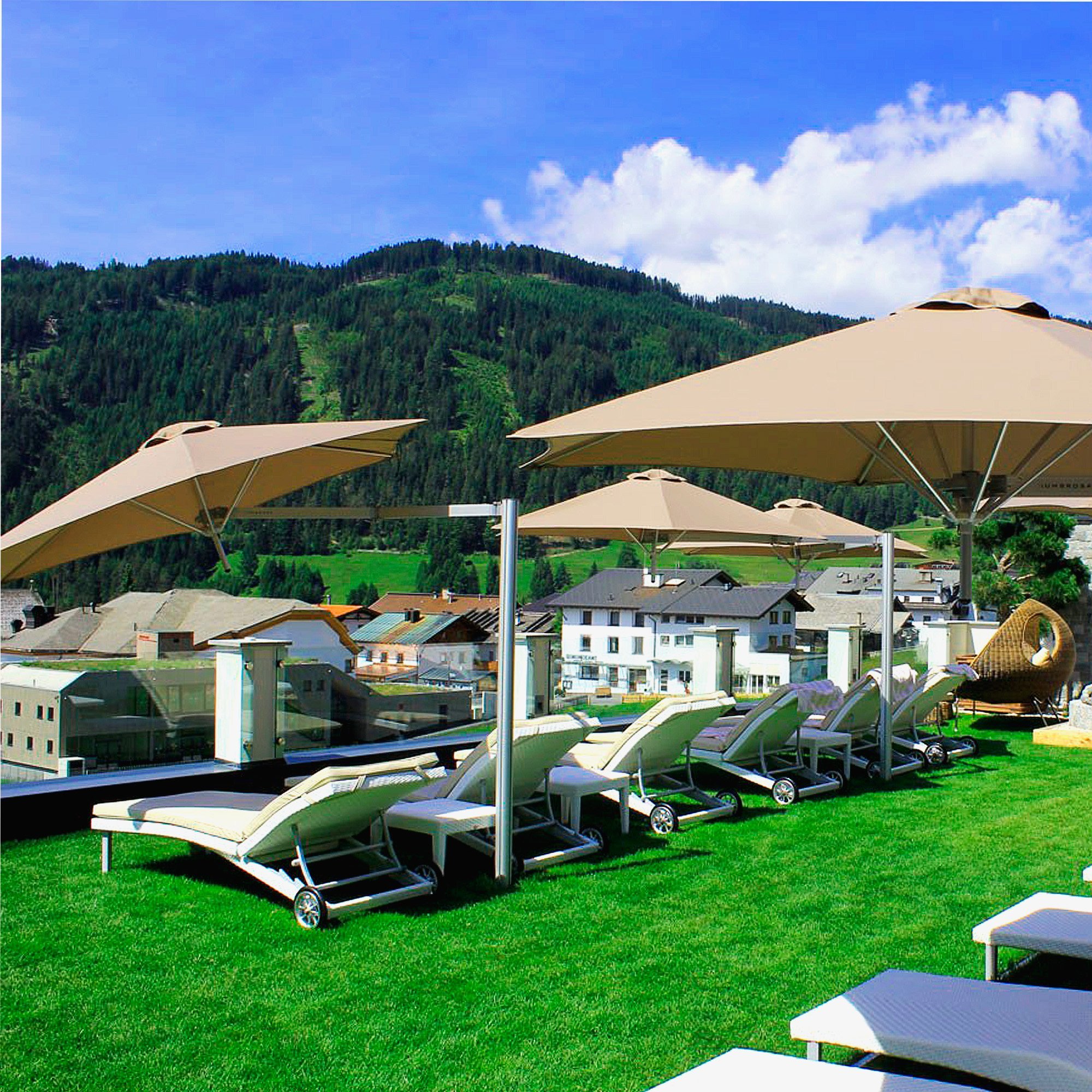 Ombrelone Guarda Sol Parede 2,4m Alumínio Preto Cobertura Uv:azul ...