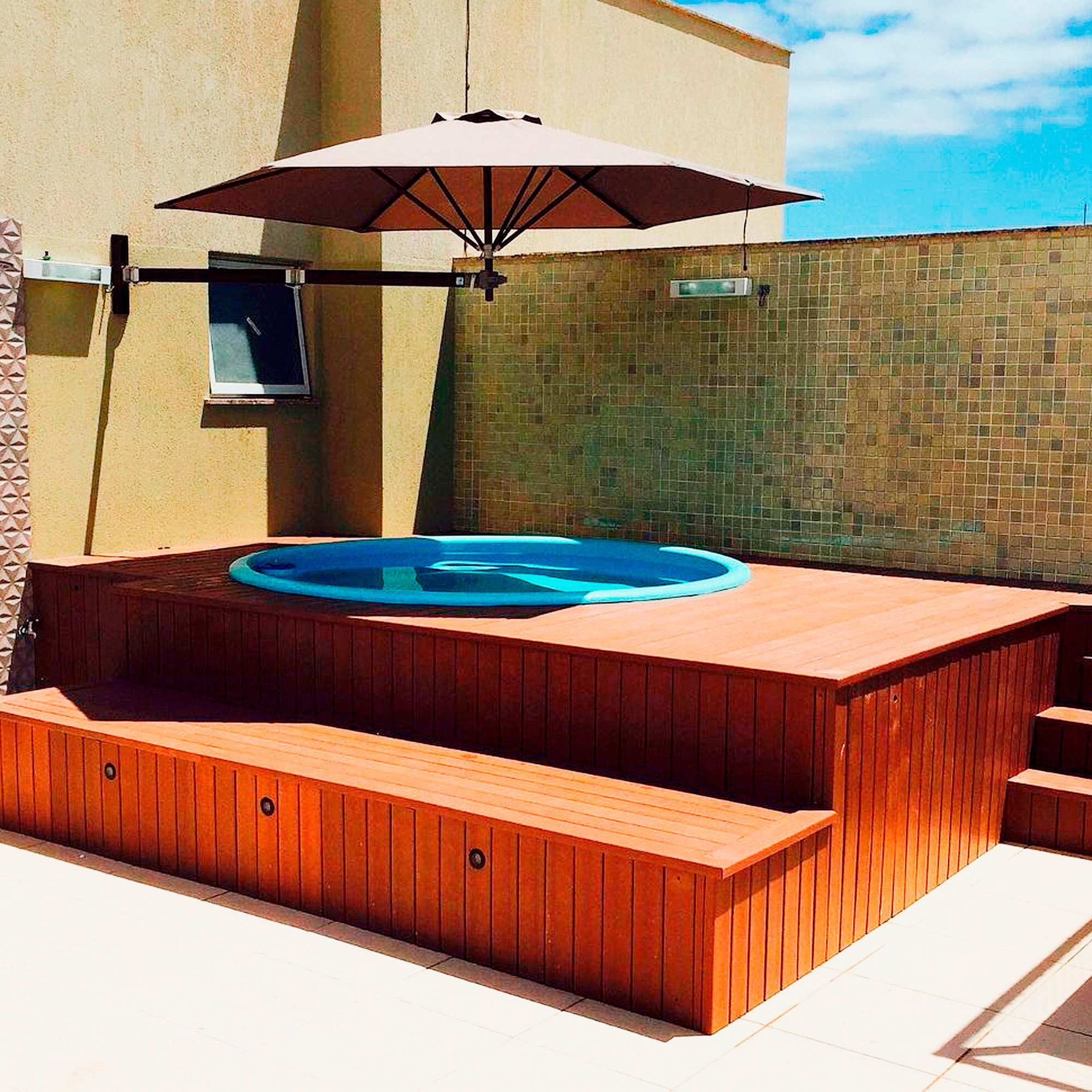 Ombrelone Guarda Sol Parede 2,4m Alumínio Preto Cobertura Uv:azul ...