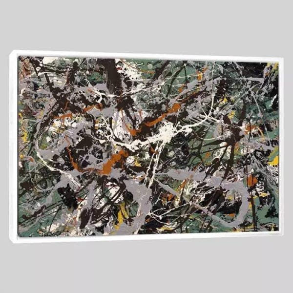 Quadro Reprodução Pollock Viii 45x65 Moldura Branca | MadeiraMadeira