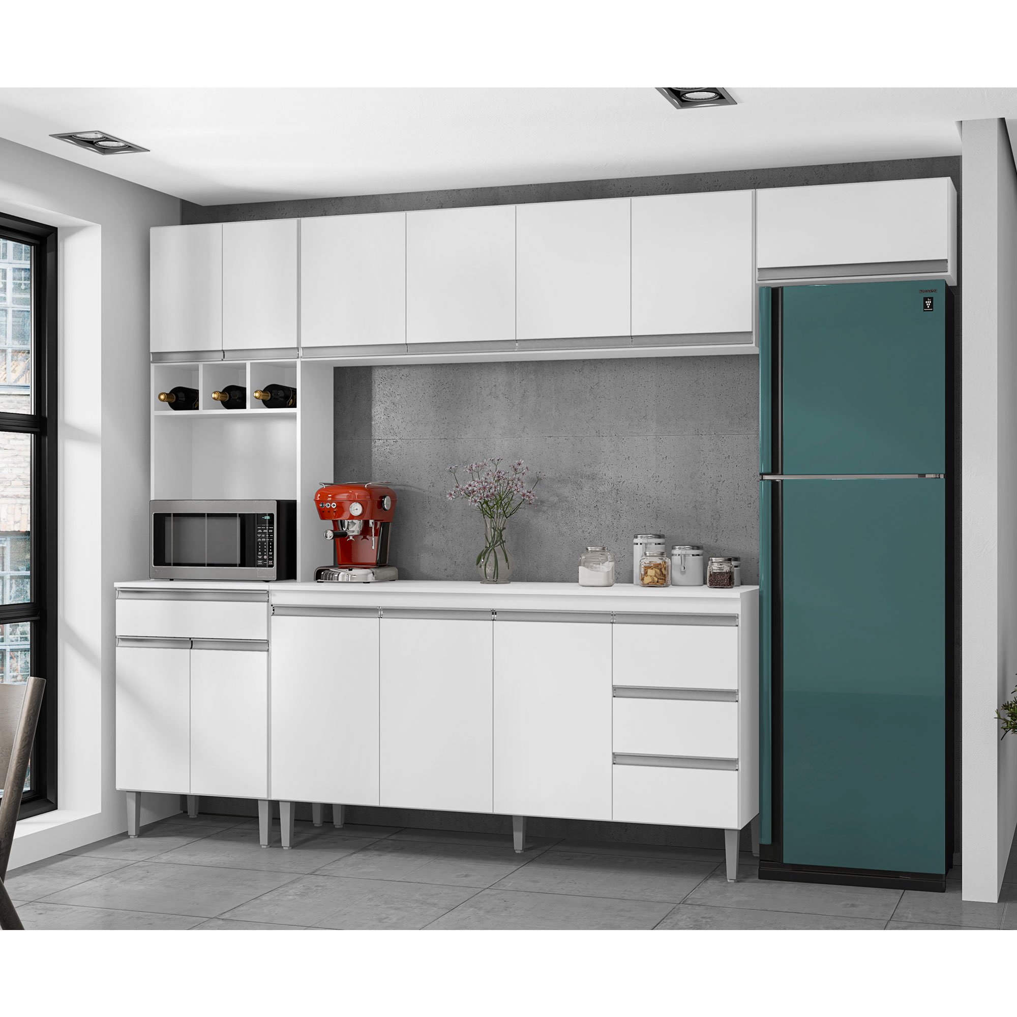 Cozinha Completa Compacta 280cm Andréia Branco Ajl Móveis | MadeiraMadeira