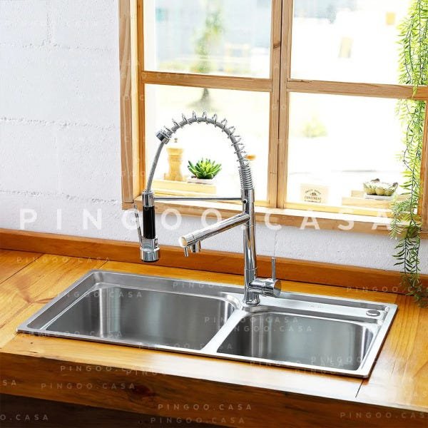 Cuba para cozinha pia dupla inox com acessórios e lixeira Potiguara e ...