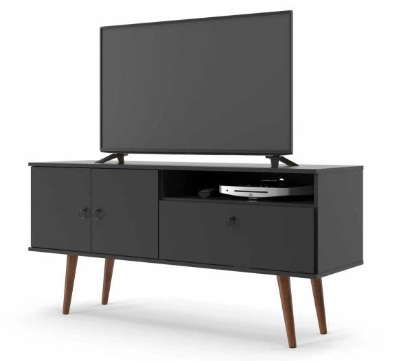 Rack para TV Topázio Preto - Patrimar Móveis | MadeiraMadeira