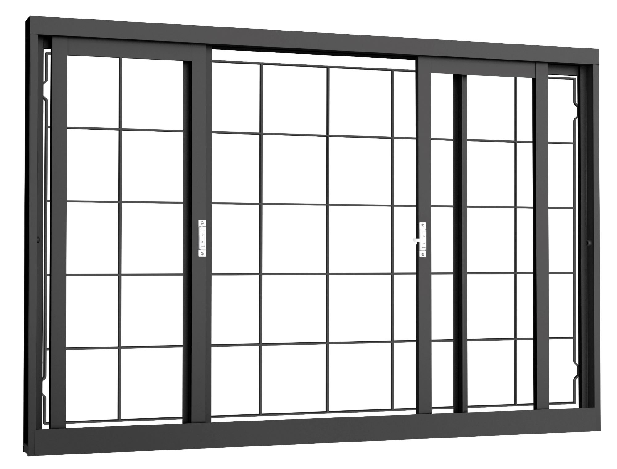 Janela Vitro de Correr 4f 120x100 Req 12cm Gde Quadriculada ...