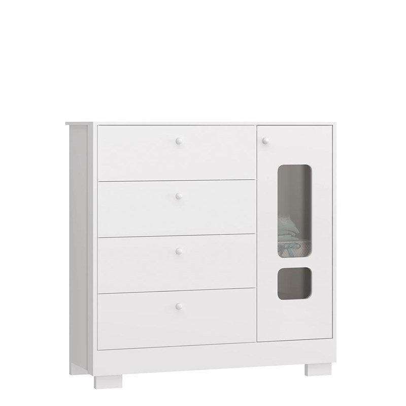 Cômoda Infantil New Danny Plus com Porta e 4 Gavetas Branco Fosco ...