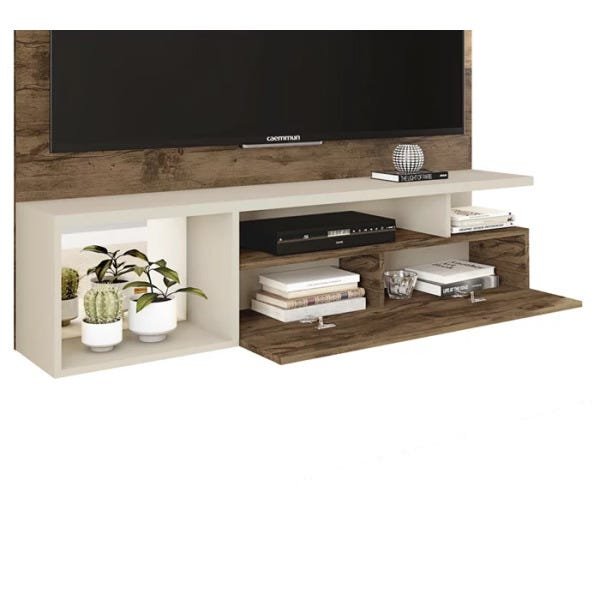 Painel Bancada para TV até 55 Polegadas Black 19 Jatoba Off White ...