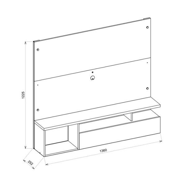 Painel Bancada para TV até 55 Polegadas Black 19 Jatoba Off White ...