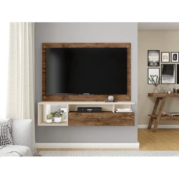 Painel Bancada para TV até 55 Polegadas Black 19 Jatoba Off White ...