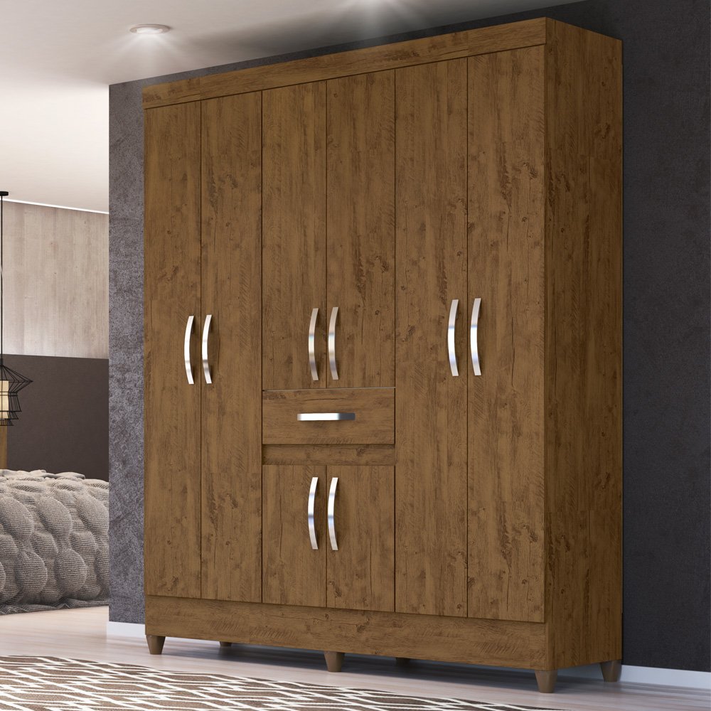 Guarda Roupa Solteiro Portugal Linha Smart 835331 Castanho Wood Moval ...