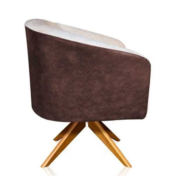 Poltrona Giratória Stella Corano Marrom com Suede Bege Craquelado - D ...