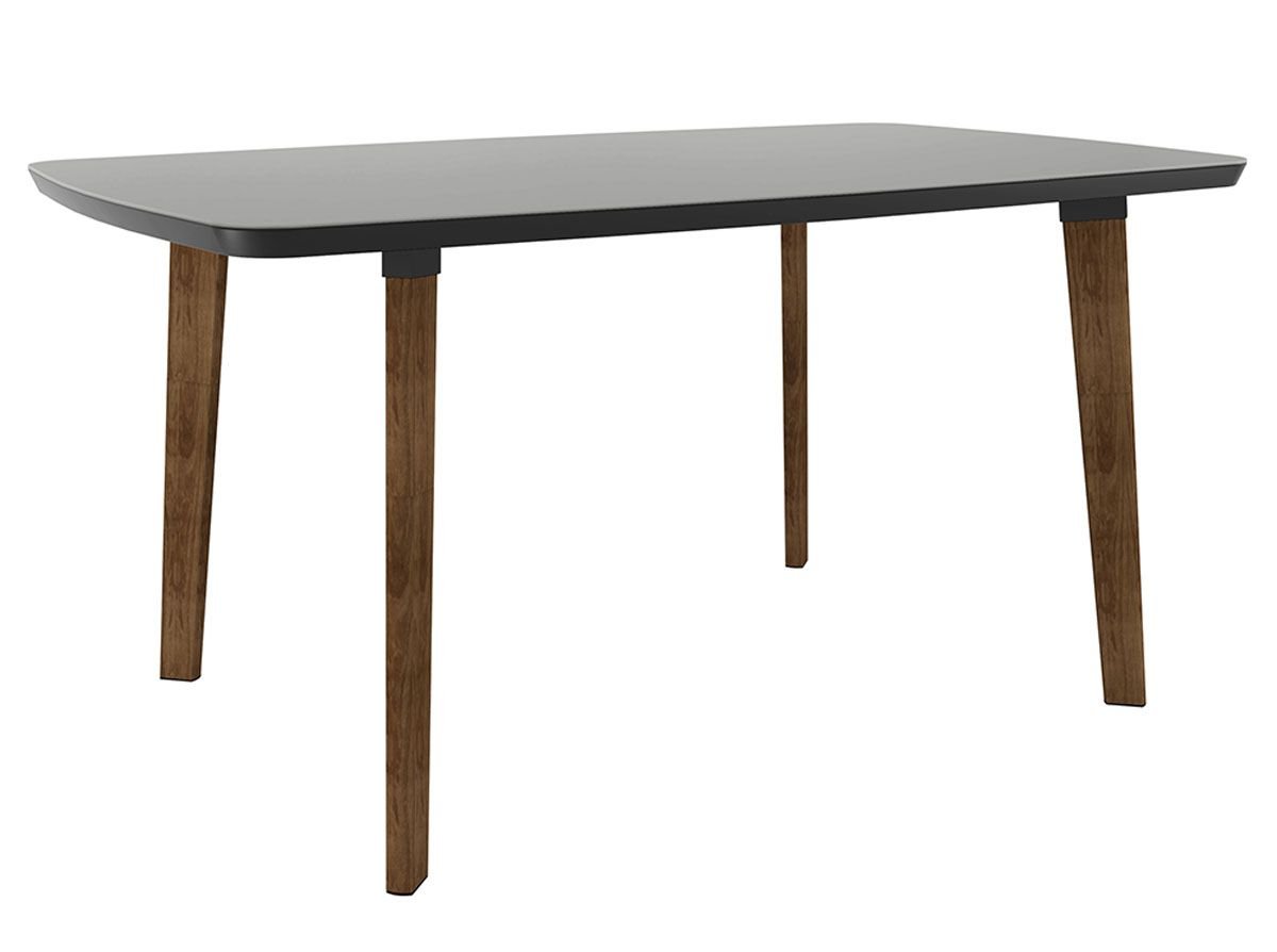 Mesa de Jantar Jade com 6 Cadeiras Diamante em Pés Oblongo Preto com Preto Aveludado - RV Móveis ...