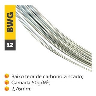 Arame Liso Galvanizado BWG 12 Fio 2.76mm 5Kg | MadeiraMadeira