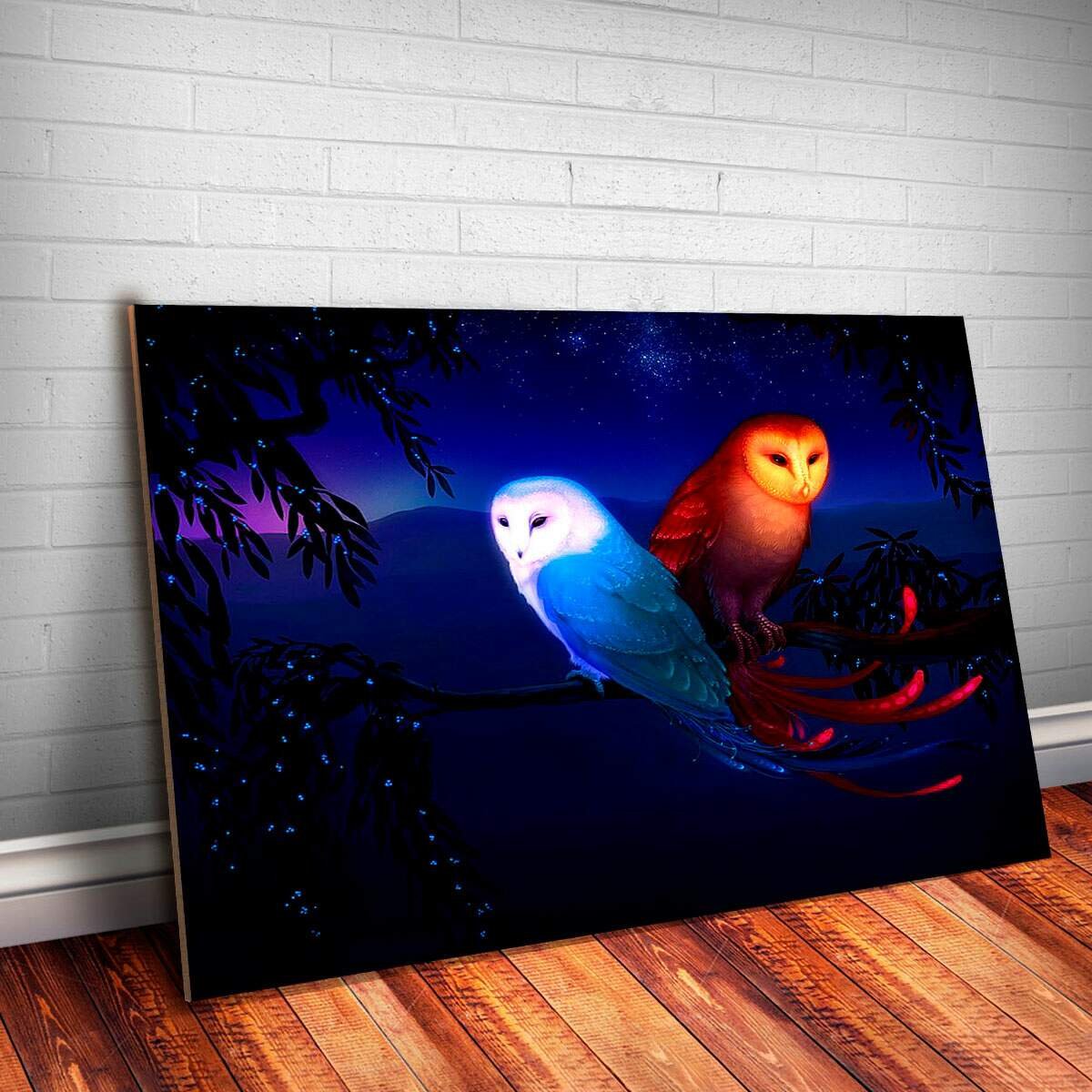 Placa decorativa Animais 02 Corujas-30X45CM | MadeiraMadeira
