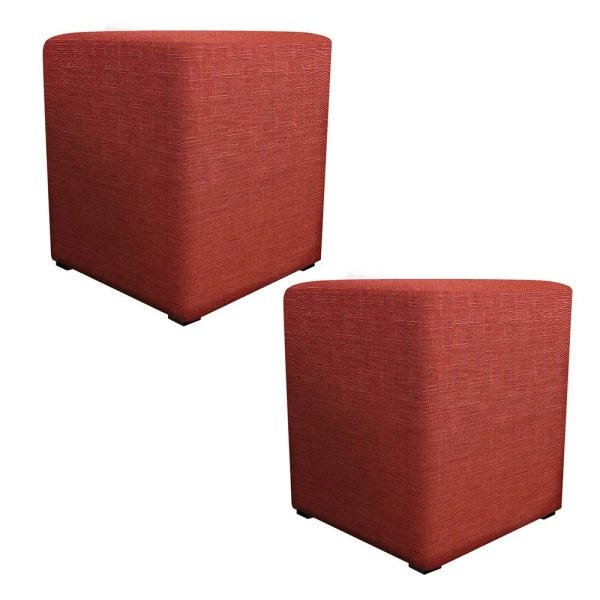 Kit 2 Puff Dado Quadrado Linho A48 | MadeiraMadeira