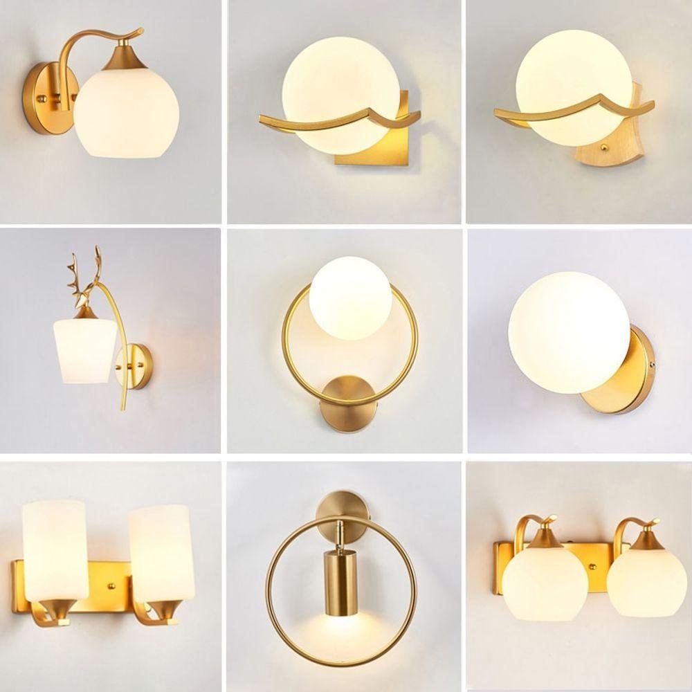 Arandelas Vidro Led Dourado Espelho E27 12w Led Bulb X1 6 | MadeiraMadeira