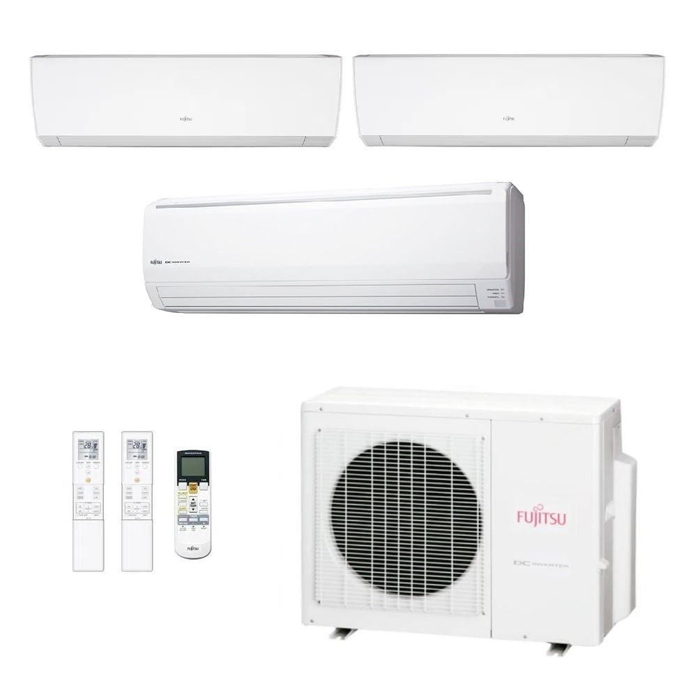 Ar-Condicionado Multi Split Inverter Fujitsu 23.000 BTUs (2x Evap HW 7.000 + 1x Evap HW 18.000 ...