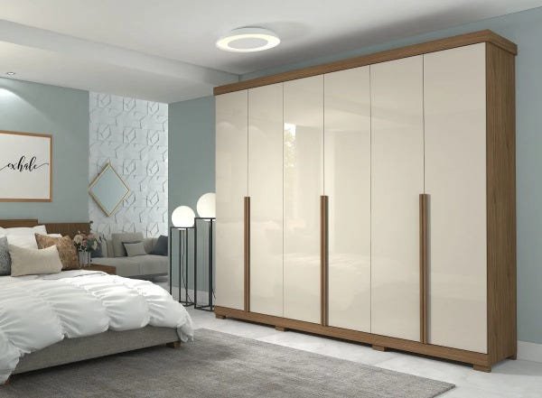 Guarda-Roupa 6 Portas Guarapari com Pés - Avelã/Off-White - Panan ...