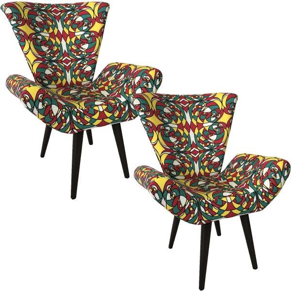 Kit 2 Poltronas Decorativas Elegance Romero Britto | MadeiraMadeira