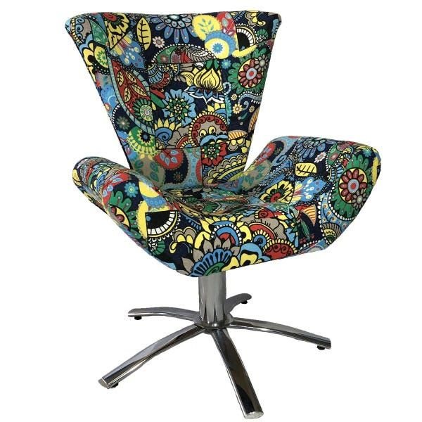 Poltrona Giratória Elegance Jacquard Romero Britto Ii | MadeiraMadeira