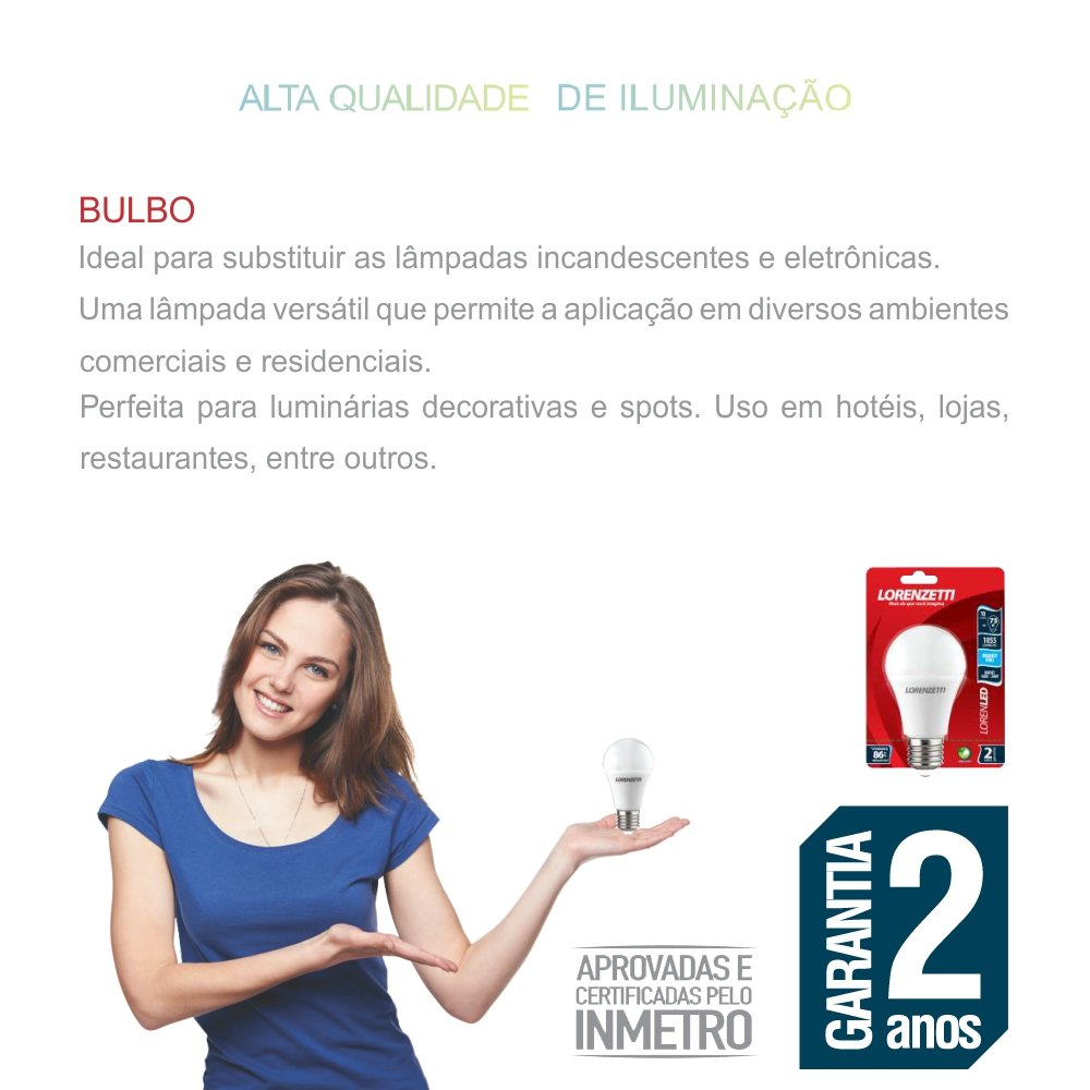 Kit Com 6 Lâmpadas Led 9w Bivolt E27 Lorenzetti Branco Frio | MadeiraMadeira