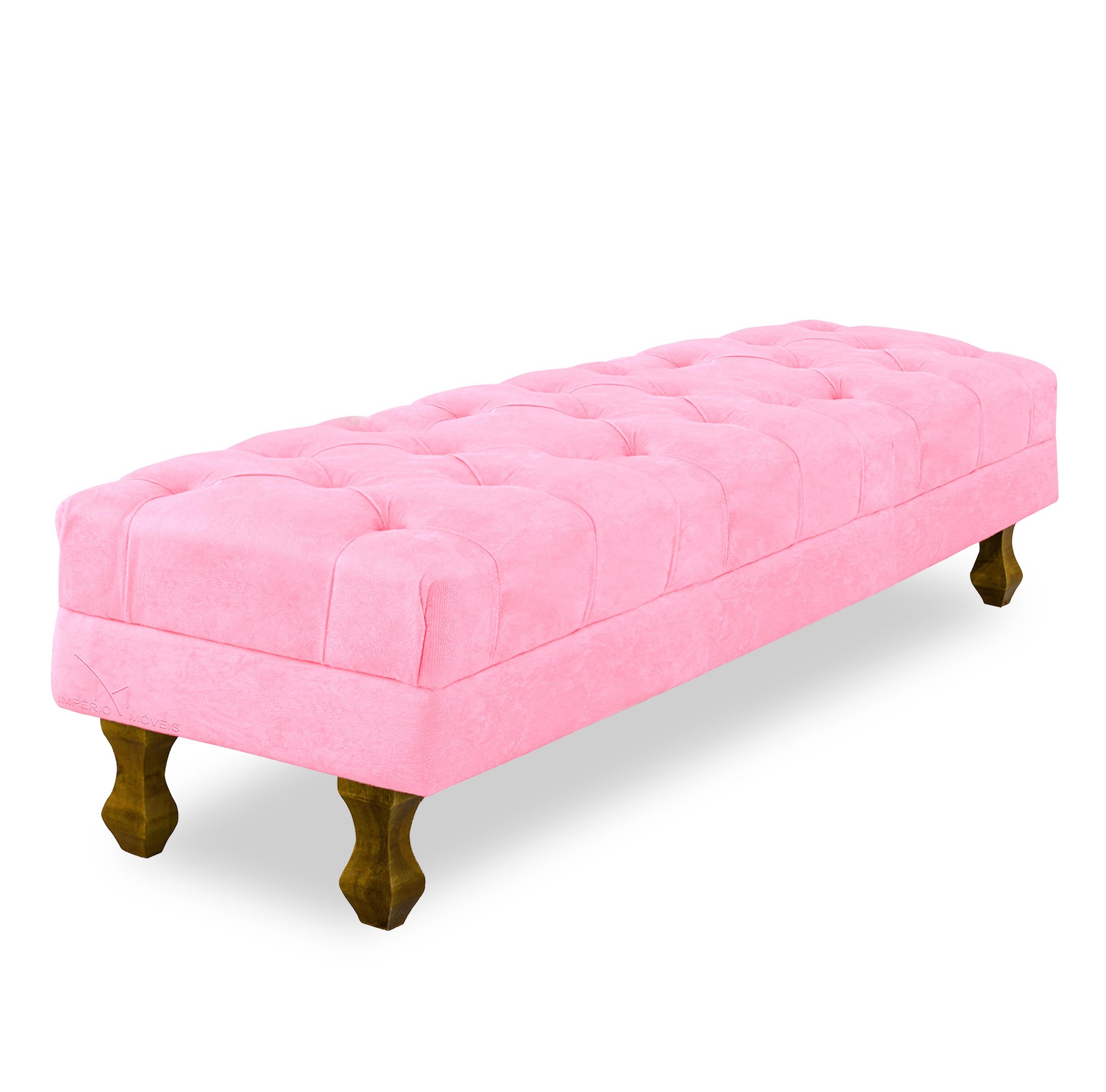 Puff Decorativo Sala Recepção Luiz XV 100 cm: Suede Rose | MadeiraMadeira