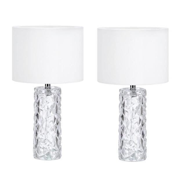 Kit 2 Abajures Lindos para Quarto de Vidro e Veludo Branco | MadeiraMadeira