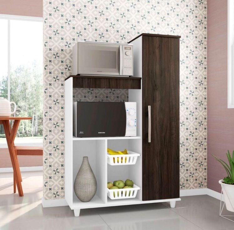 Armário Cozinha Multiuso Forno Fruteira Yara 1 porta 5 nichos 2 espaços ...