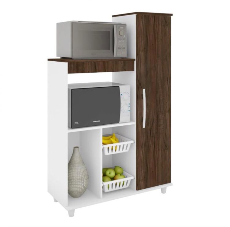 Armário Cozinha Multiuso Forno Fruteira Yara 1 porta 5 nichos 2 espaços ...