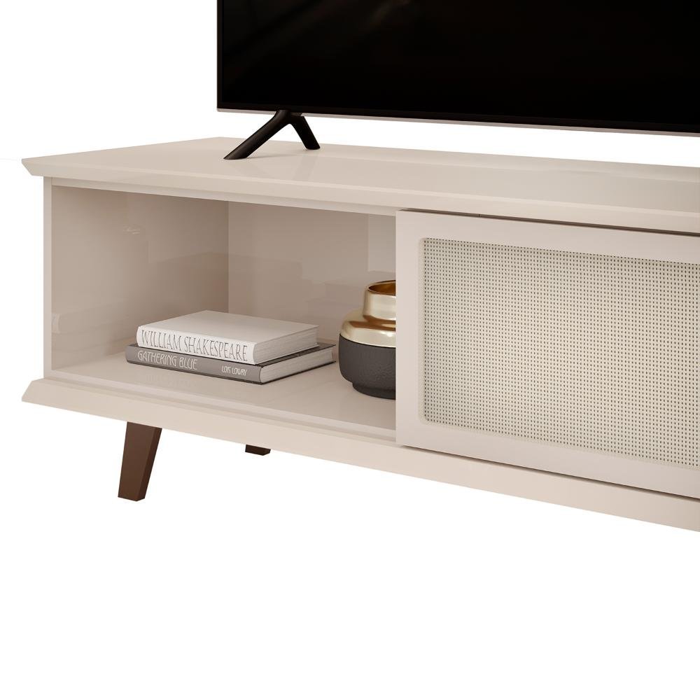 Rack Com Painel Ripado TV Até 60 Polegadas Off White Freijó Bristol ...