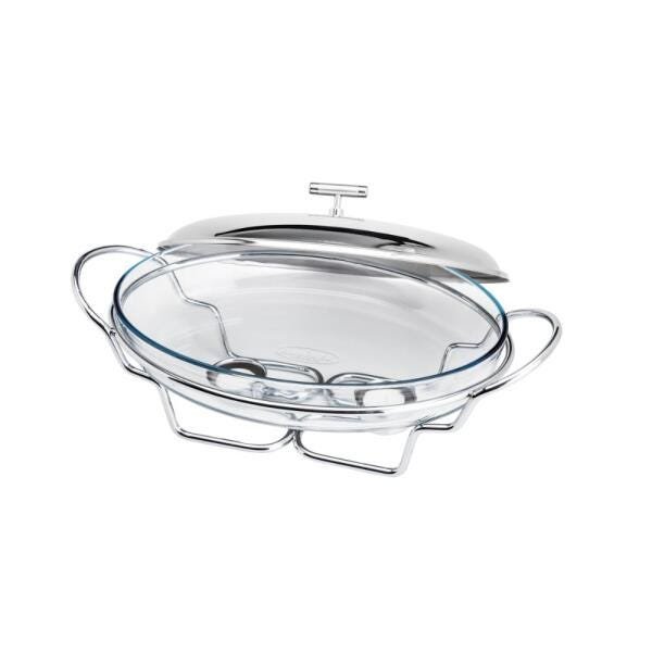 Rechaud de Vidro com Tampa de Aço Inox Satin Oval 3L | MadeiraMadeira