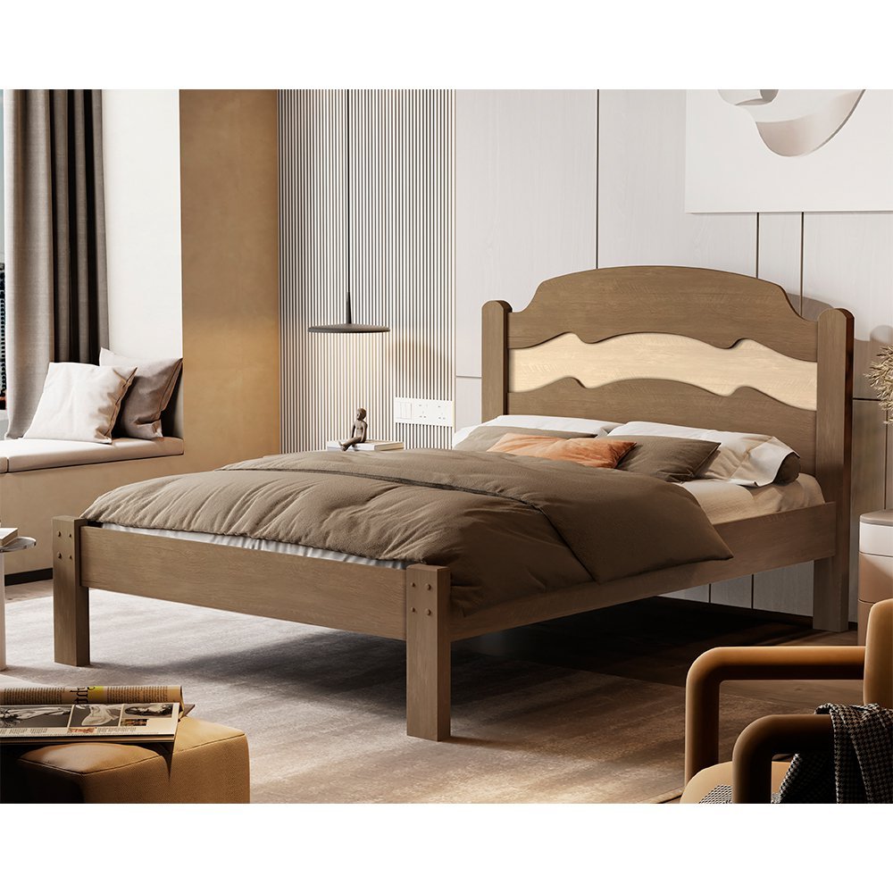 Cama de Casal Iris 1,44m Vj Móveis - Castanho / Avelã | MadeiraMadeira