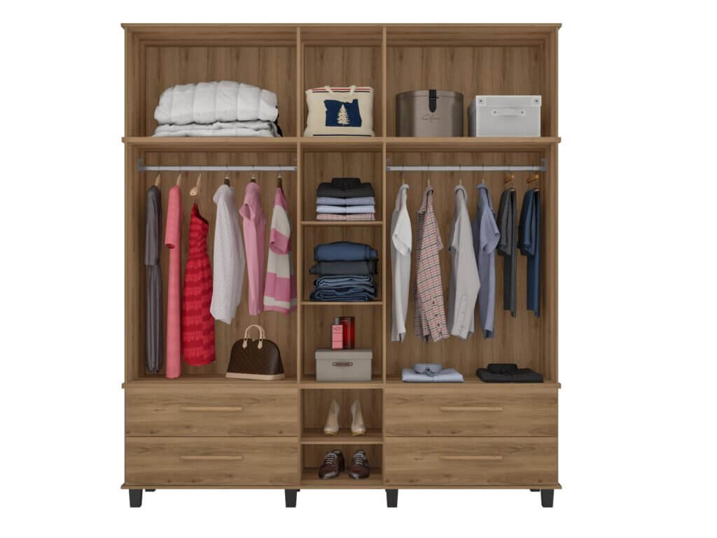 Roupeiro colonial Triplex House 5 portas alto cor Freijó Rústico ...