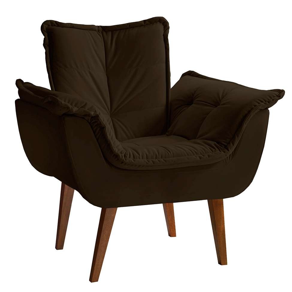 Poltrona Decorativa Estofada Eros - Marrom Claro | MadeiraMadeira