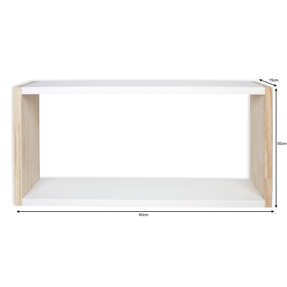 Nicho Retangular Decorativo MDF Branco e Pinus 60cm | MadeiraMadeira