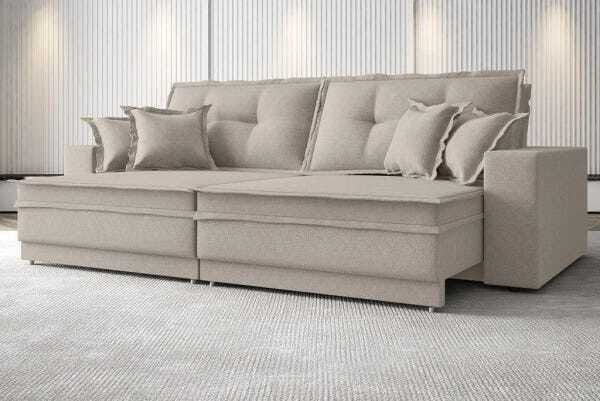 Sofá Palermo 2,80M Retrátil e Reclinável Naturale Linho Areia ...