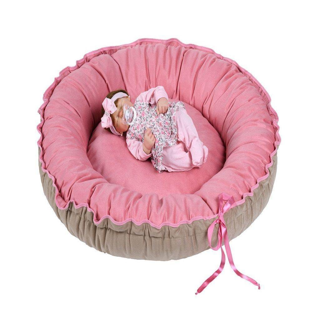 Ninho Redutor Para Bebê Redondo Suede Ajustável Rosê E Avelã ...