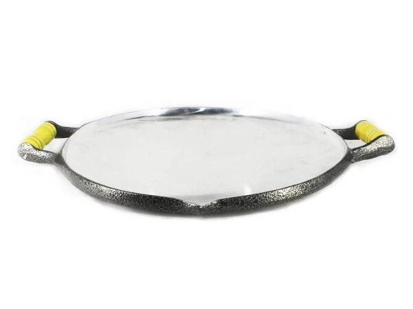 Chapa Disco Arado Alumínio Fundido Craqueada Alça Madeira Preta ...