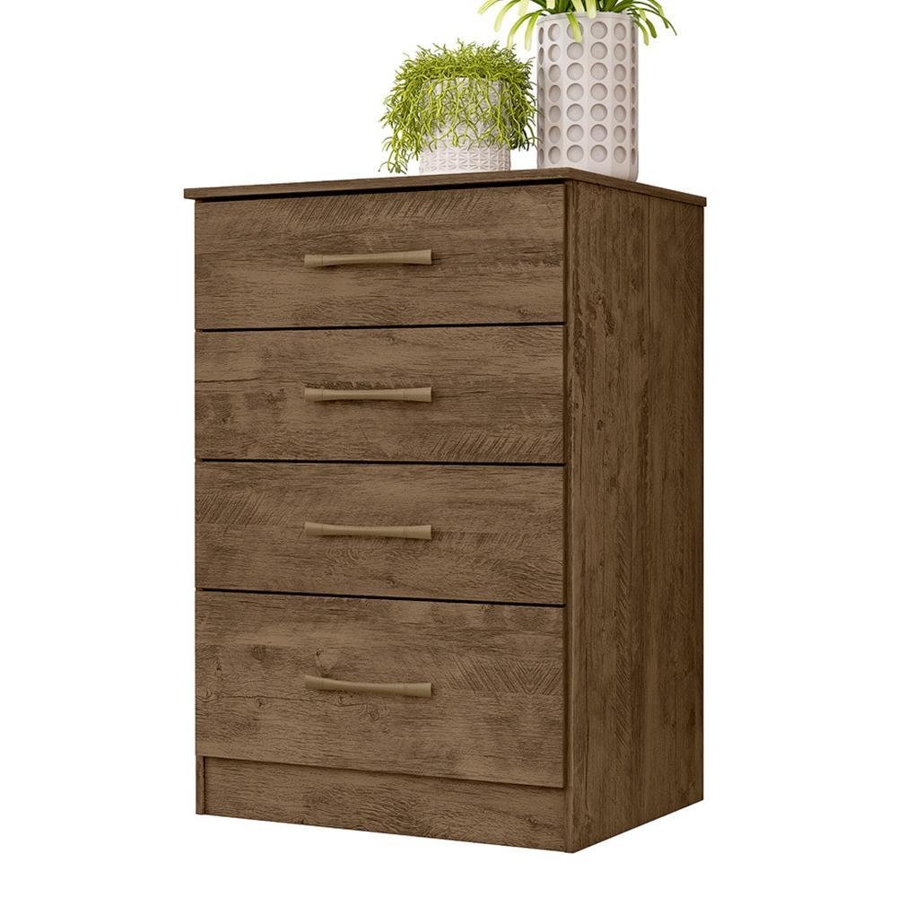 Cômoda Ms913 61cm 4 Gavetas Linha Cômoda Castanho Wood Moval ...