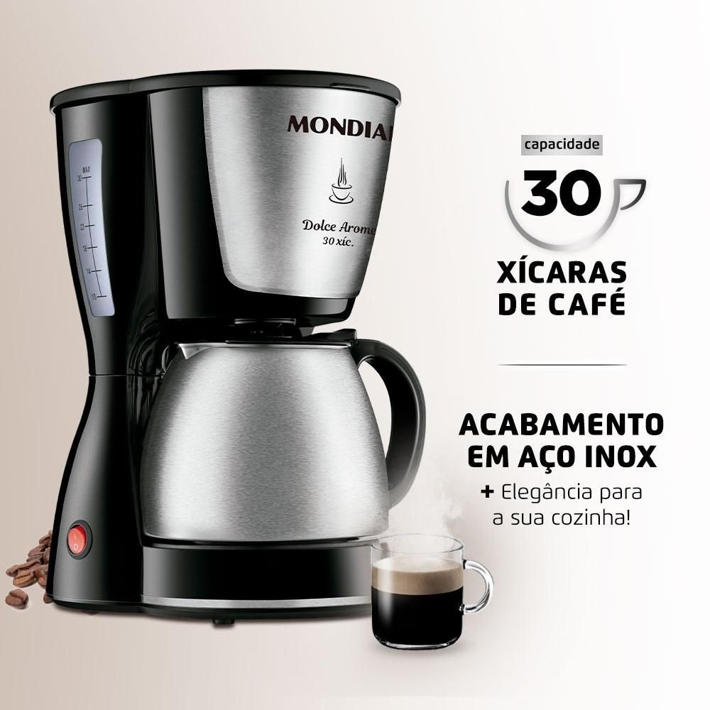 Cafeteira Mondial Dolce Arome 800W Preto/Inox 220V C-37-JI-30X ...