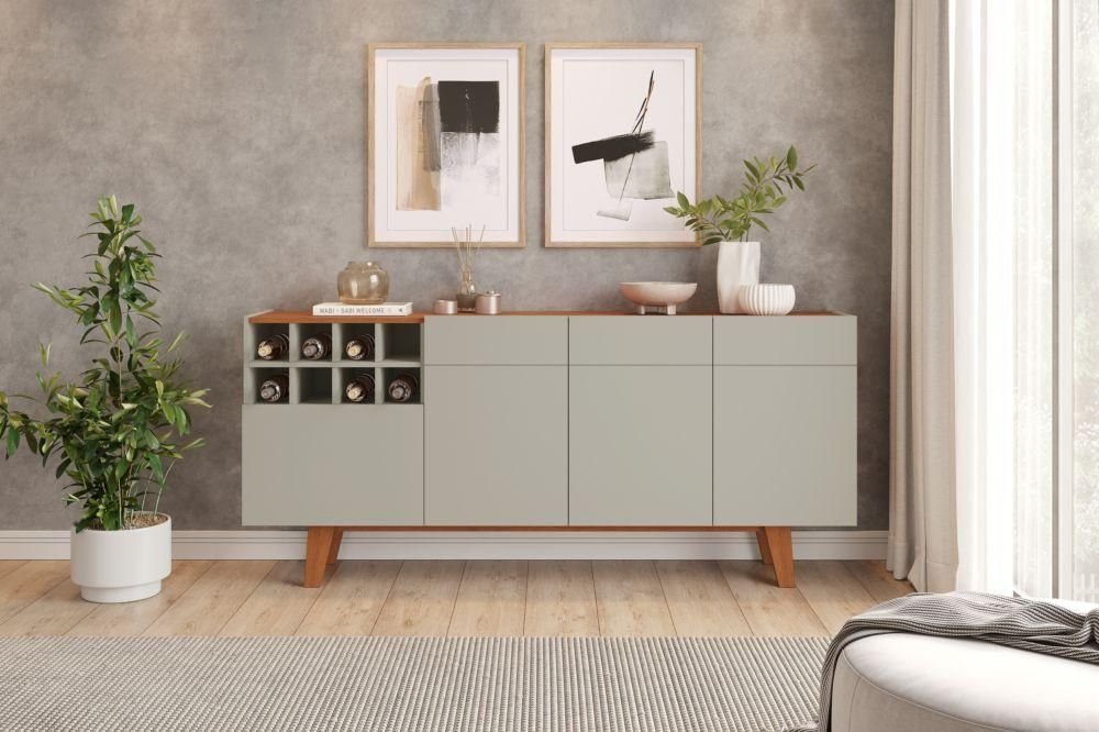 Buffet Philadelphia 4 Portas Cor:off White/naturalle | MadeiraMadeira