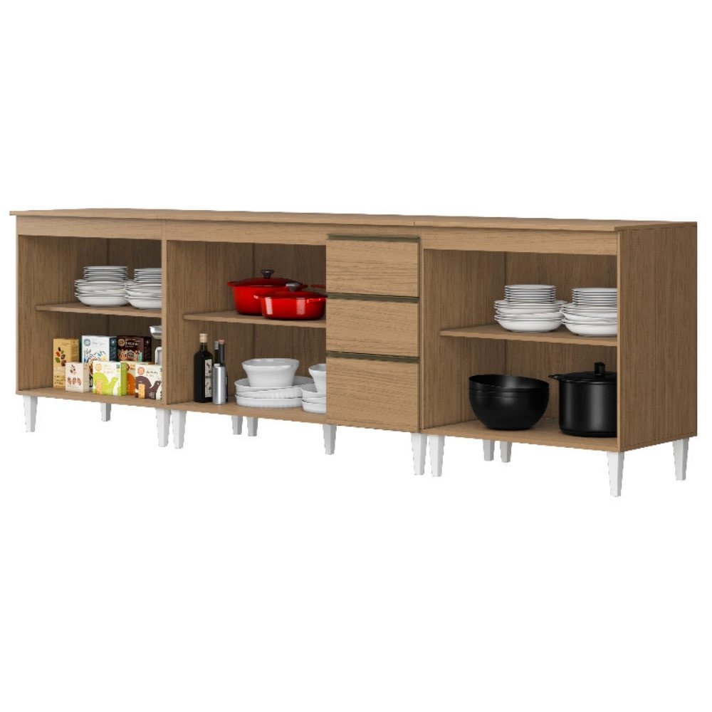 Cozinha Modulada Kelly Kit 3 Peças Balcão com Tampo Aramóveis Atacama ...