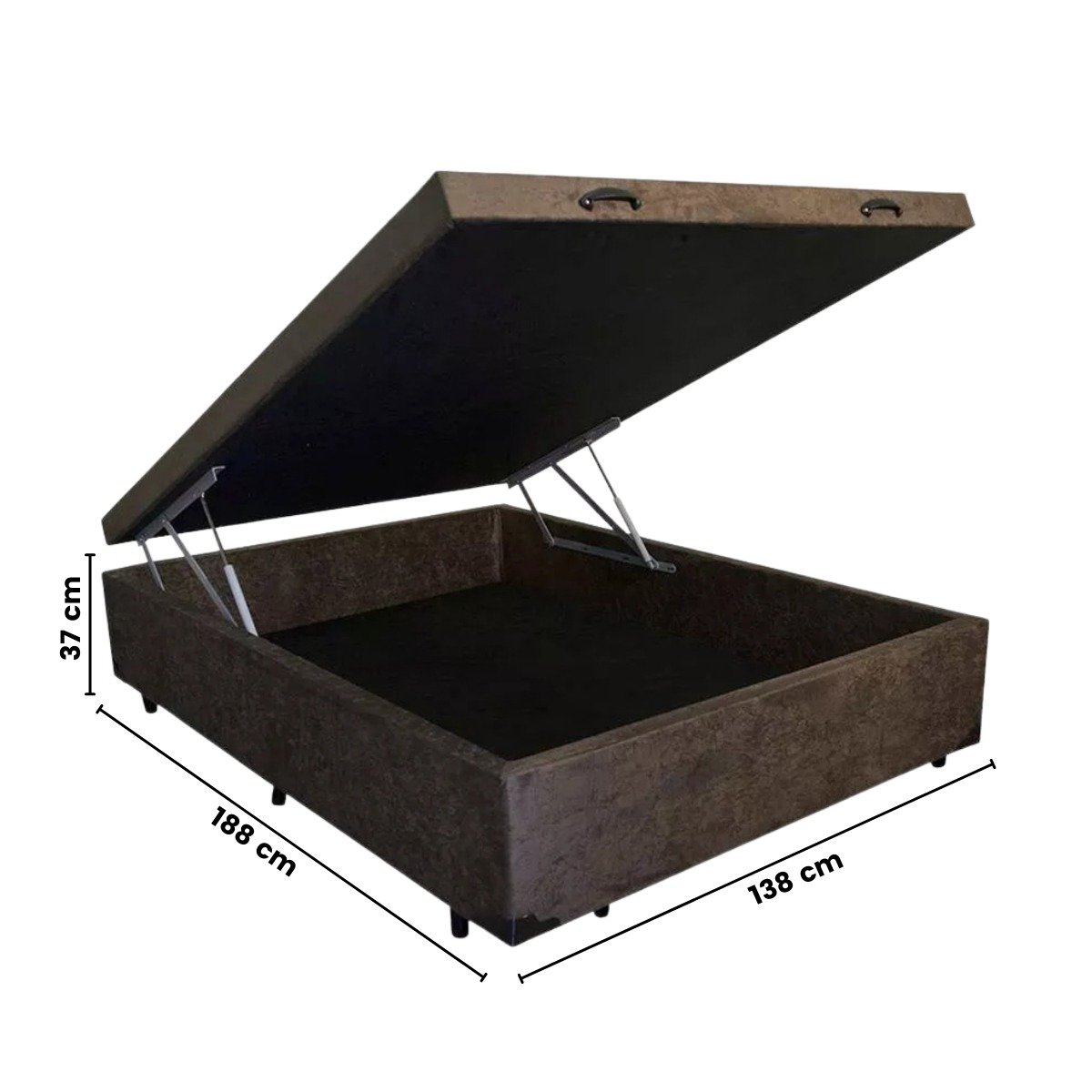 Base Box Baú Casal Blindado Suede Marrom (37x138x188) | MadeiraMadeira