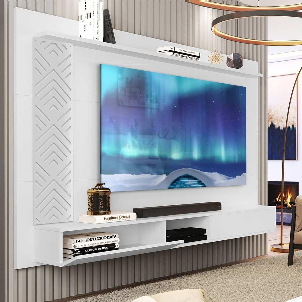 Painel Branco Para TV 60 Polegadas Com Portas Basculantes Roma VJ ...