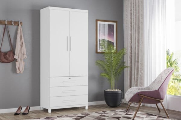 Roupeiro de Solteiro Multiuso Encanto Branco | MadeiraMadeira