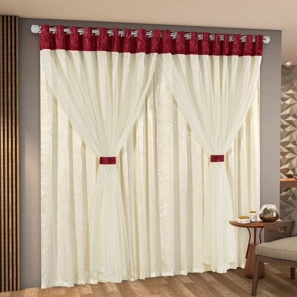 Cortina Bellize Vermelho 5,40m x 2,70m altura - Varão até 4m ...